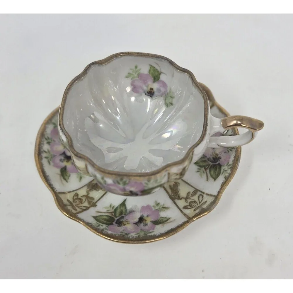 napco | Dining | Napco China Idd24 Footed Tea Cup Saucer Iridescent ...
